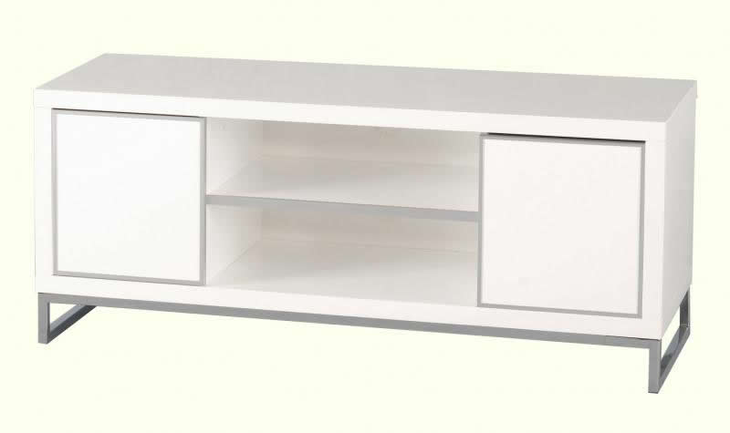 Ashley s Trade Carpet Centre Charisma 2 Door 1 Shelf Flat Screen TV Unit in White Gloss Chrome